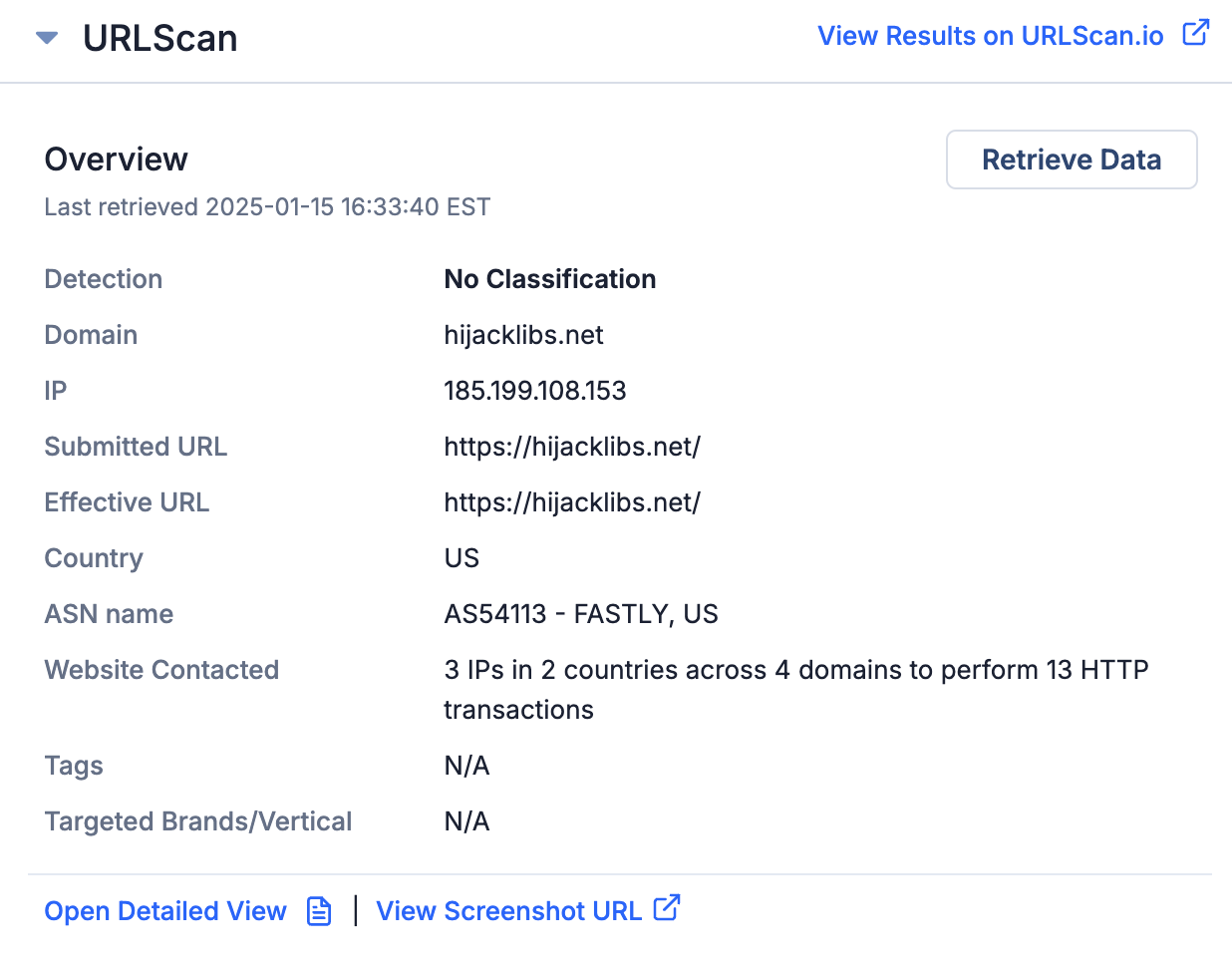 urlscan.io Enrichment | ThreatConnect